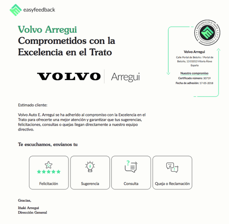 How Volvo Arregui has improved the listening to its customers by using EasyFeedback - EasyFeedback